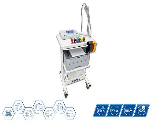 ASPEL ECG GREY v.07.205SYS - aparat EKG (Aparat +Wózek +Drukarka)